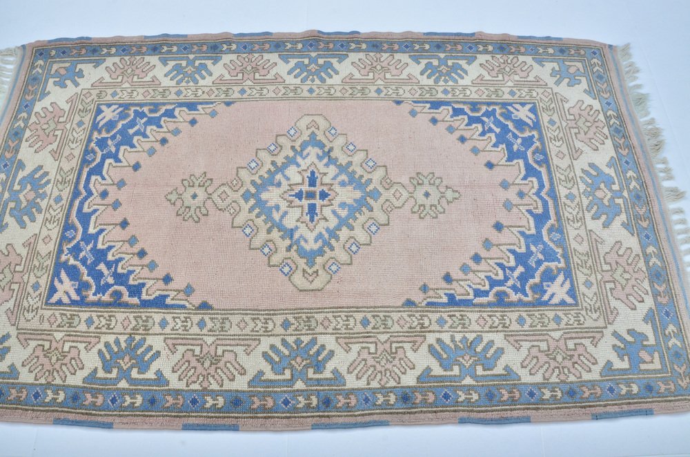 Anatolian Modern Tribal Pink & Blue Pastel Rug for sale at Pamono