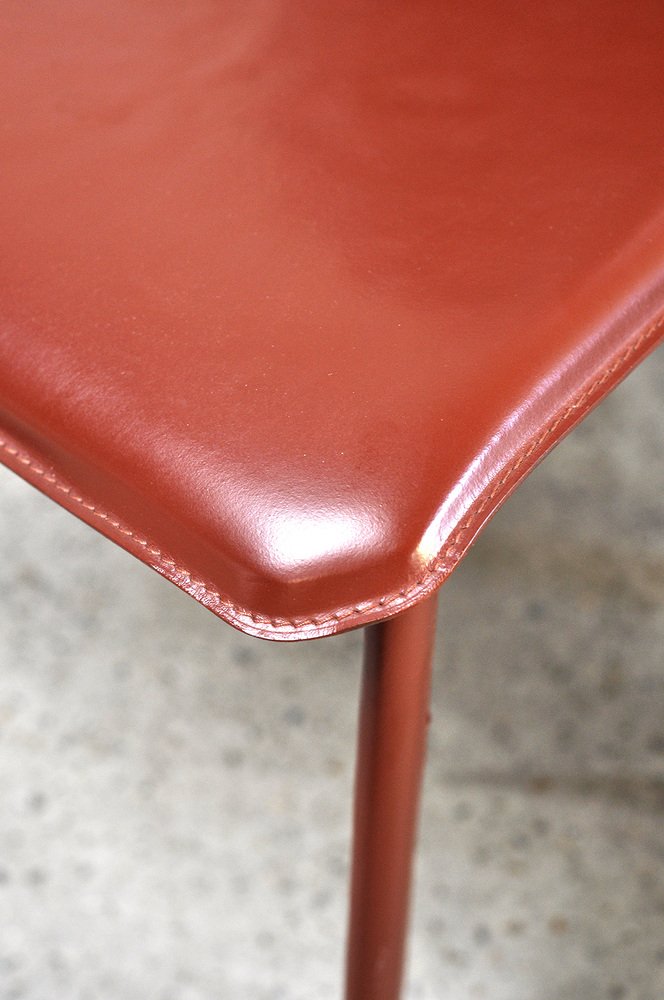 Italian Red Leather Dining Chairs by Mario Bellini, 1980s, Set of 6 for ...