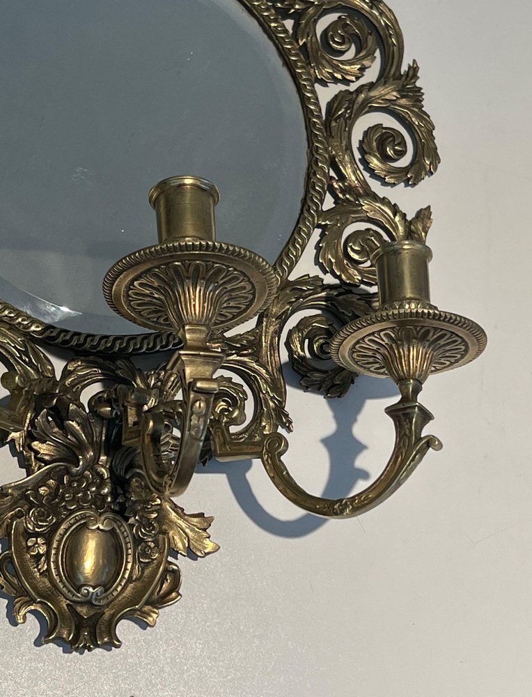 Louis XIV Wall Lights in Bronze and Mirror, Set of 2 for sale at Pamono