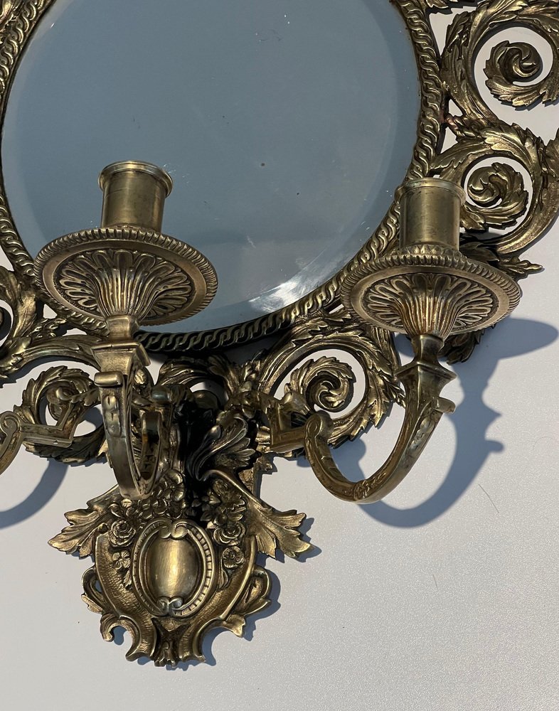 Louis XIV Wall Lights in Bronze and Mirror, Set of 2 for sale at Pamono