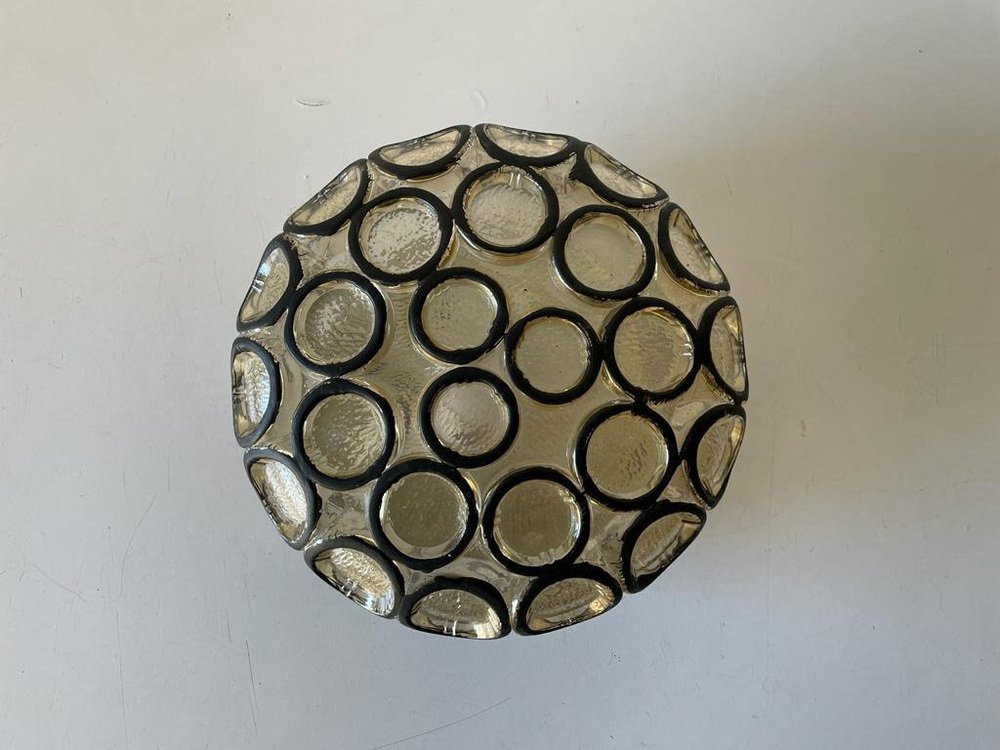 Iron Structured Atomic Glass Ceiling Lamp from Limburg, Germany, 1960s ...