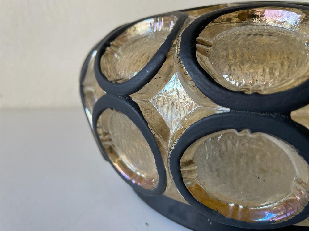 Iron Structured Atomic Glass Ceiling Lamp from Limburg, Germany, 1960s ...