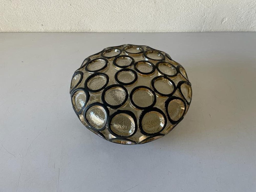 Iron Structured Atomic Glass Ceiling Lamp from Limburg, Germany, 1960s ...