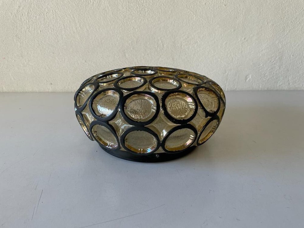 Iron Structured Atomic Glass Ceiling Lamp from Limburg, Germany, 1960s ...