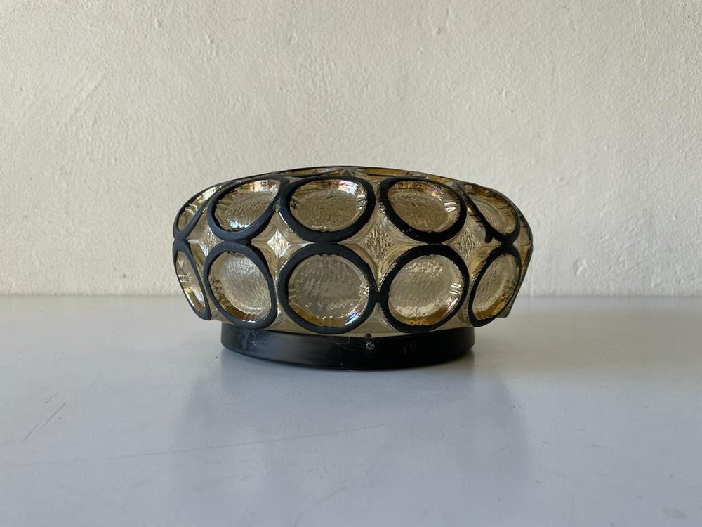 Iron Structured Atomic Glass Ceiling Lamp from Limburg, Germany, 1960s ...