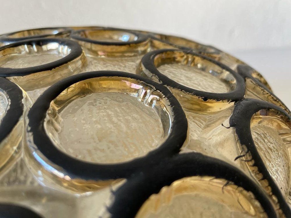 Iron Structured Atomic Glass Ceiling Lamp from Limburg, Germany, 1960s ...