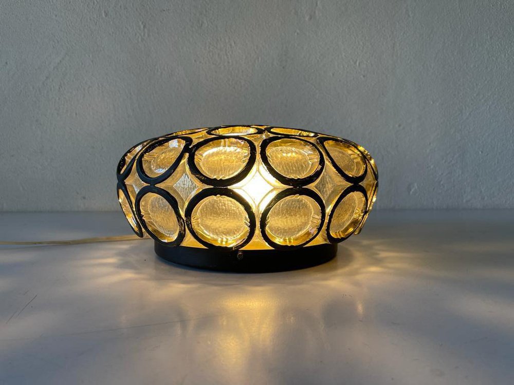 Iron Structured Atomic Glass Ceiling Lamp from Limburg, Germany, 1960s ...