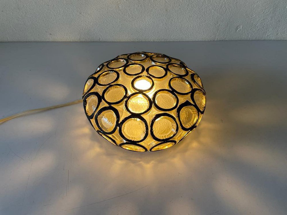 Iron Structured Atomic Glass Ceiling Lamp from Limburg, Germany, 1960s ...