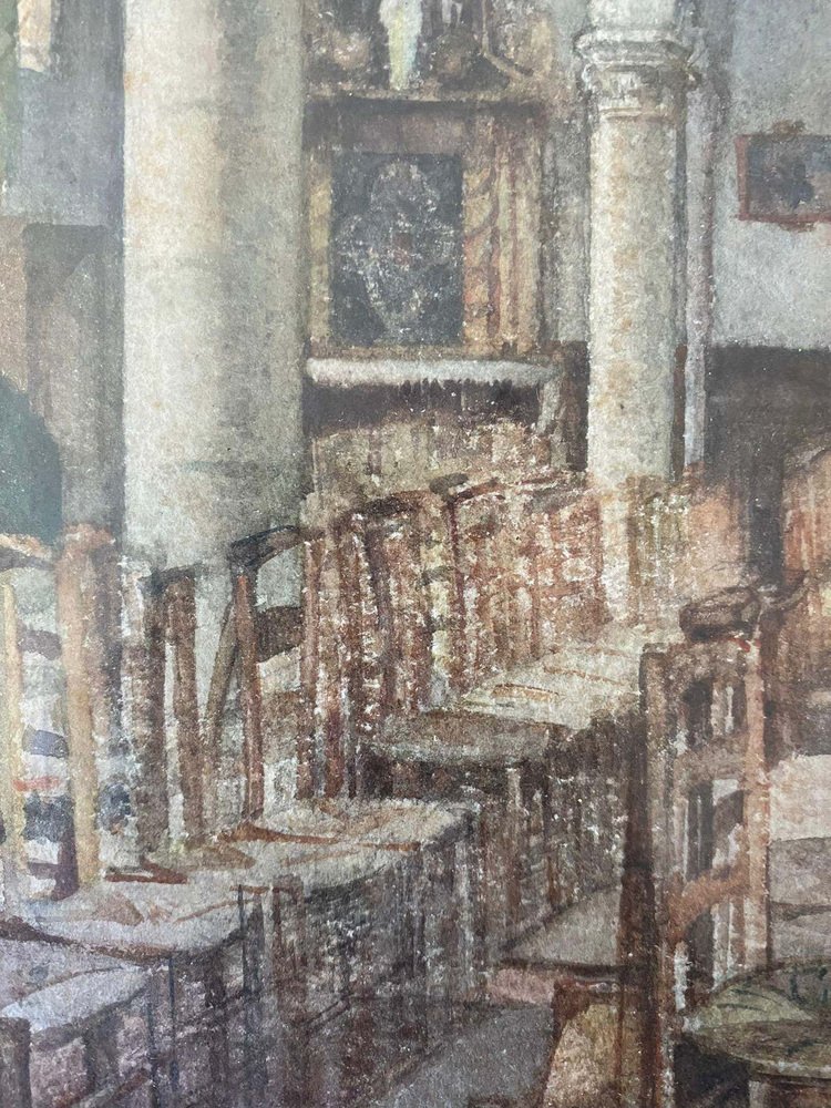 Georges Roussin, Church Interior, 1890s, Watercolor & Canvas, Framed ...