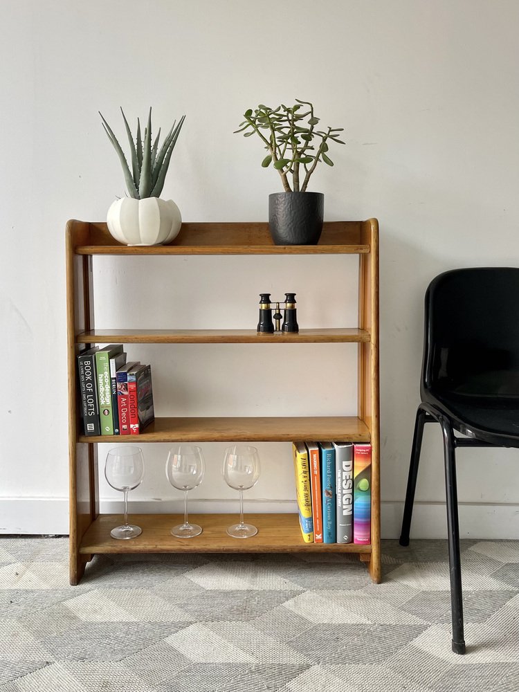 Small Vintage Wooden Bookshelf for sale at Pamono
