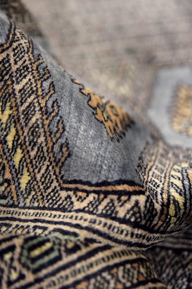 Pakistani Hand-Woven Blue & Grey Bukhara Rug, 1960s for sale at Pamono