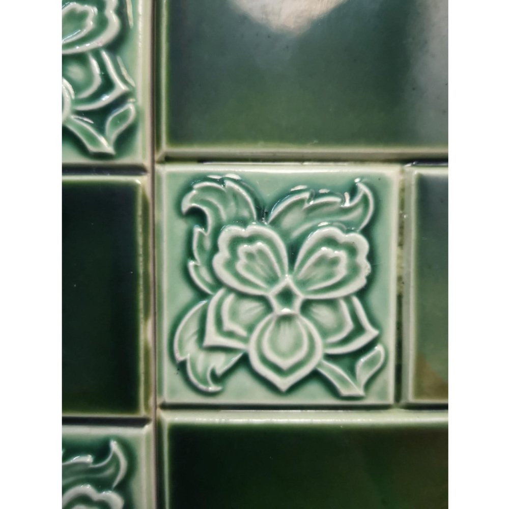 Large Antique Belgian Glazed Relief Tile, 1900 for sale at Pamono