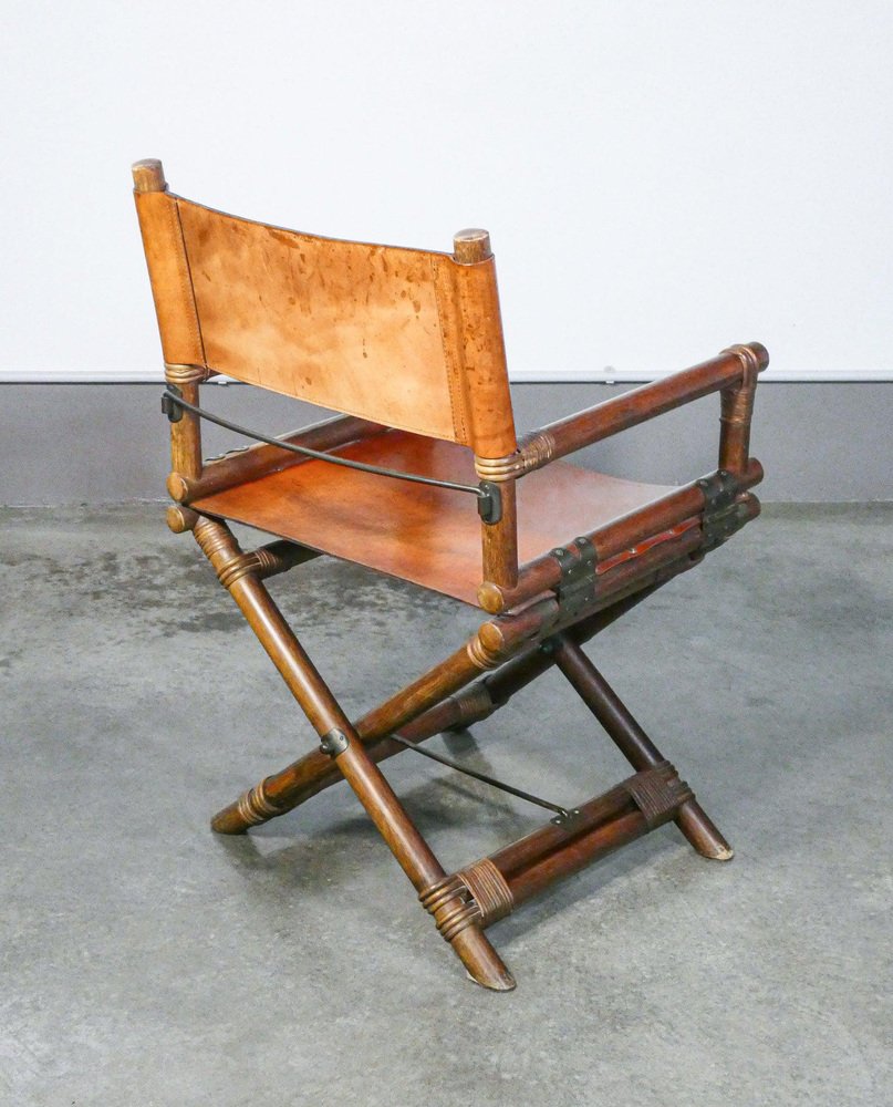 Bamboo and Leather Chair by Lyda Levi, 1960s for sale at Pamono