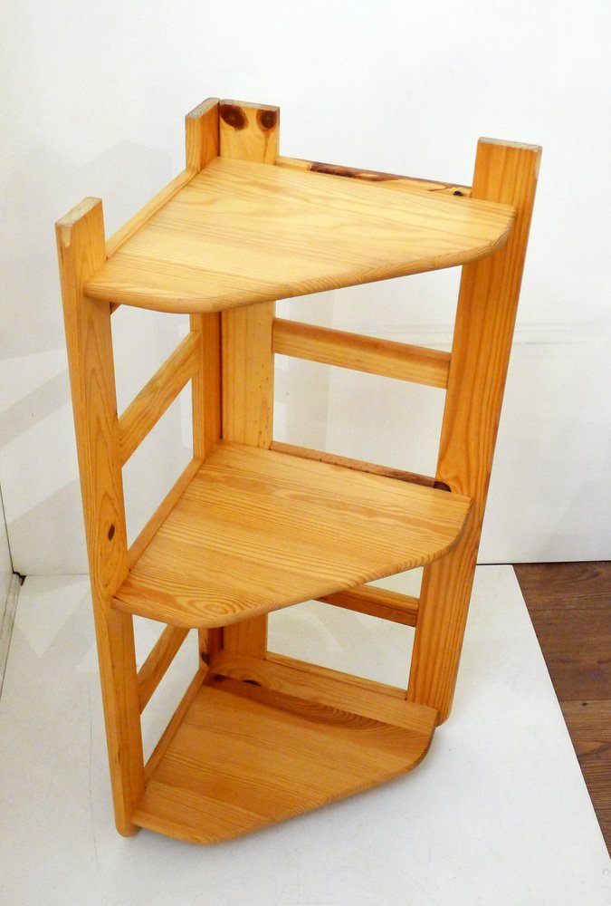 Vintage Corner Shelf in Pine Wood, 1980s for sale at Pamono