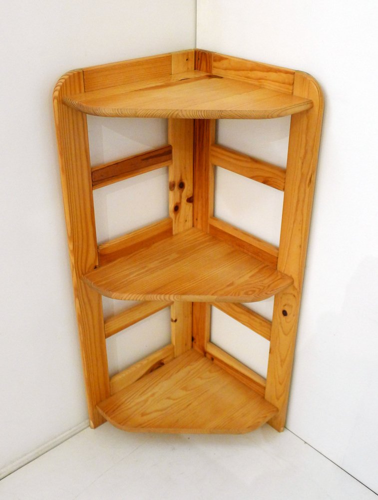 Vintage Corner Shelf in Pine Wood, 1980s for sale at Pamono