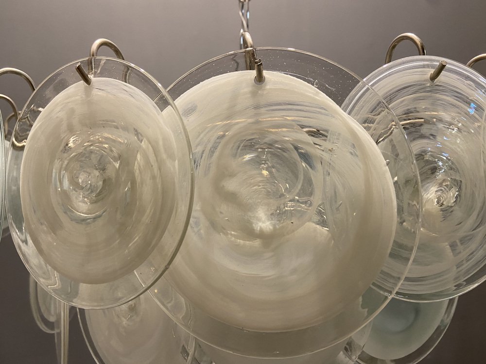 Large Murano Glass Disc Chandelier, 1980s for sale at Pamono