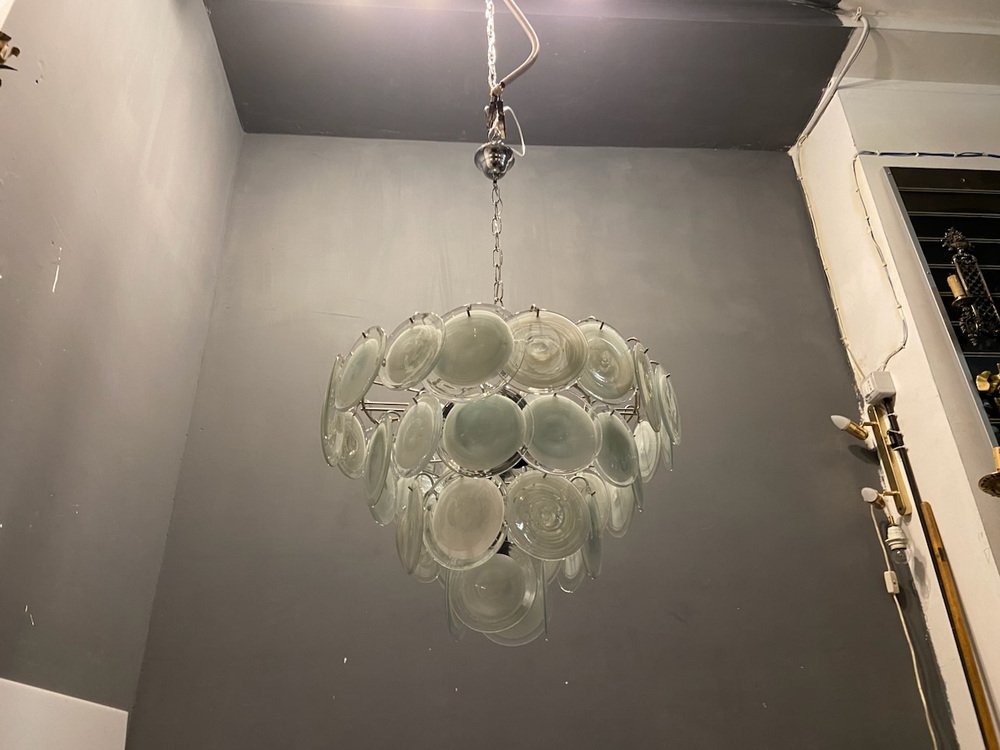 Large Murano Glass Disc Chandelier, 1980s for sale at Pamono
