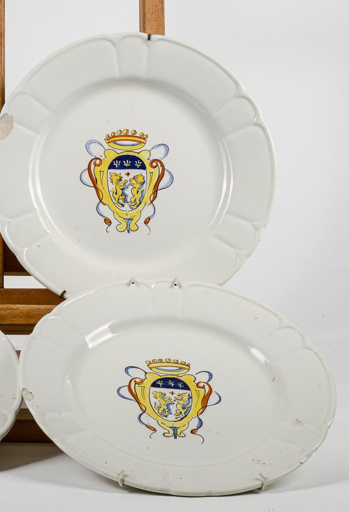 Italienische Teller mit Wappen von Marcati Mancioli, 1950er, 4er Set ...