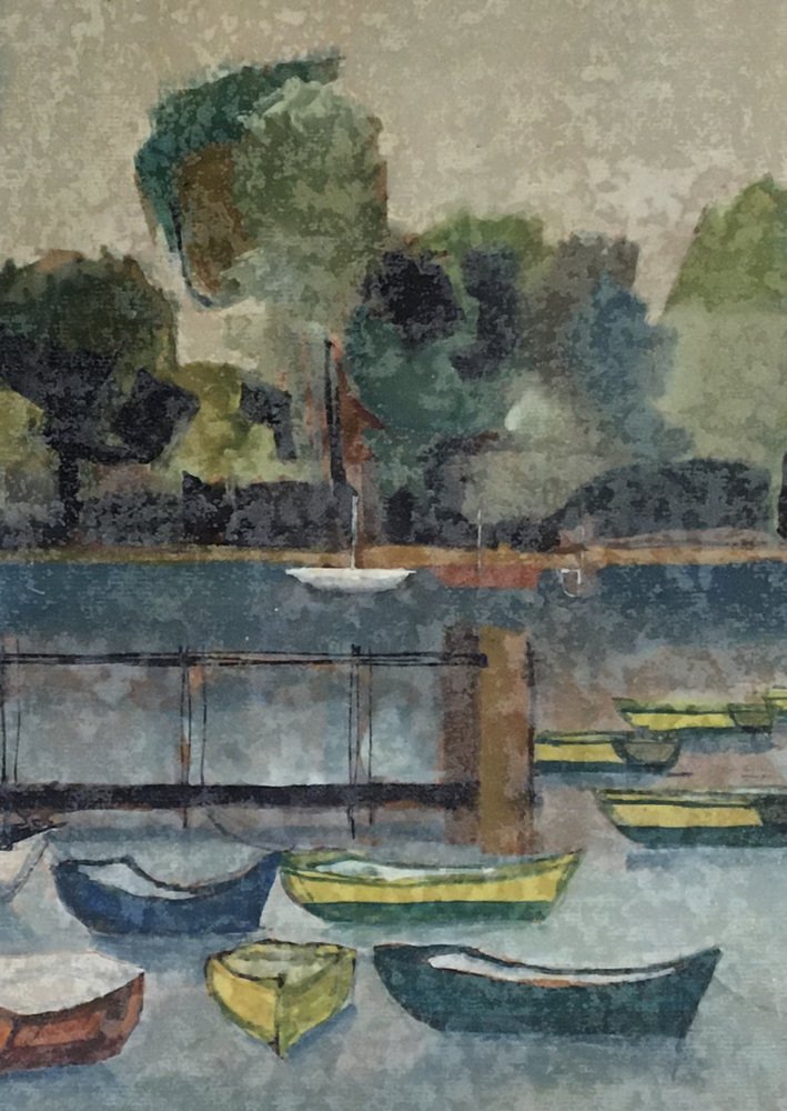 Paul Delapoterie, Barques et voilier à la Belotte, lac Léman Genève ...