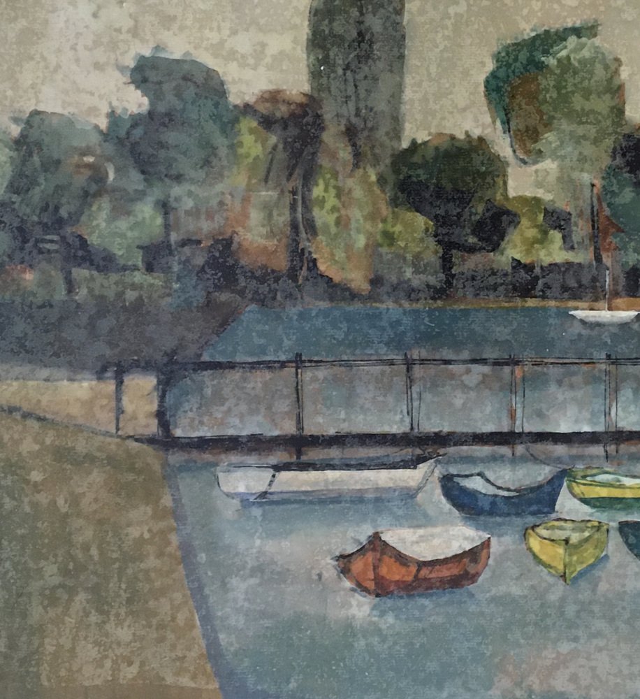 Paul Delapoterie, Barques et voilier à la Belotte, lac Léman Genève ...