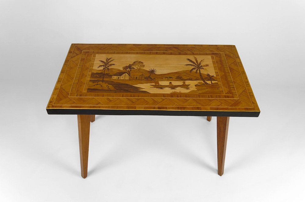 Mid-Century African Colonial Coffee Table with Inlaid Wood, 1960s for ...
