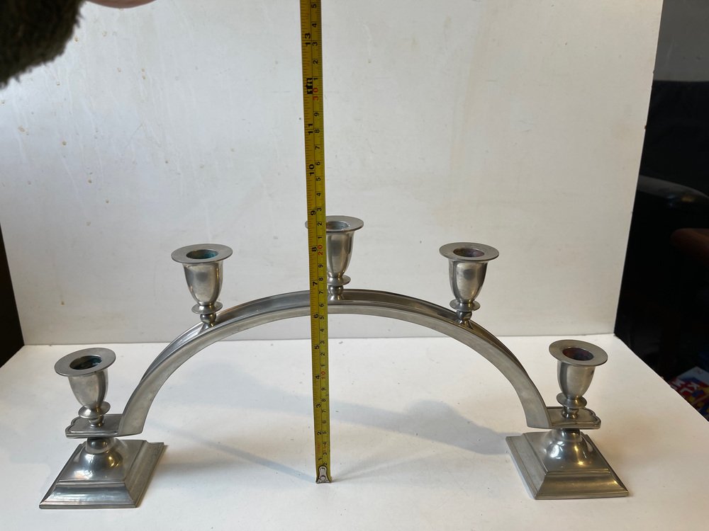 Candelabro Art Deco in peltro di Just Andersen, anni '40 in vendita su ...