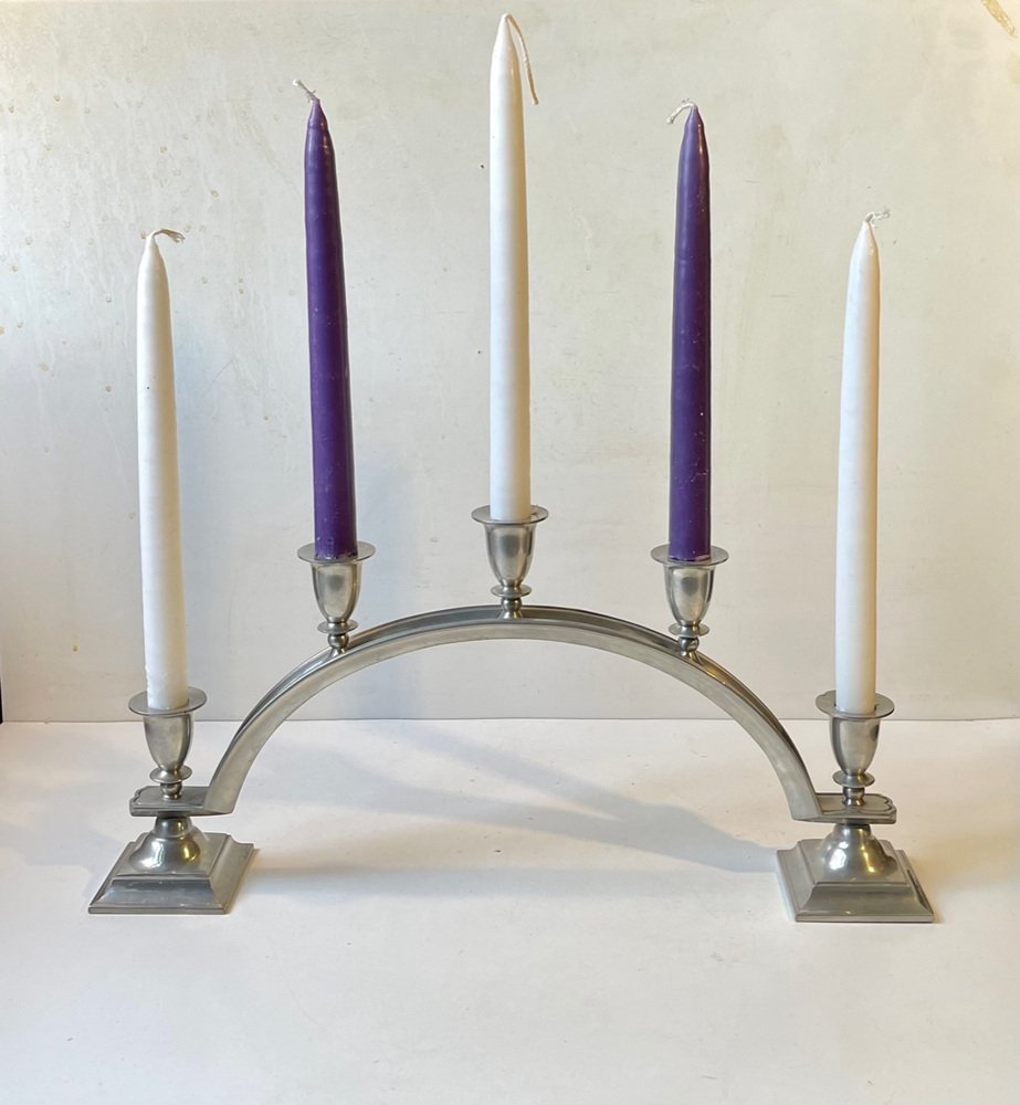 Candelabro Art Deco in peltro di Just Andersen, anni '40 in vendita su ...