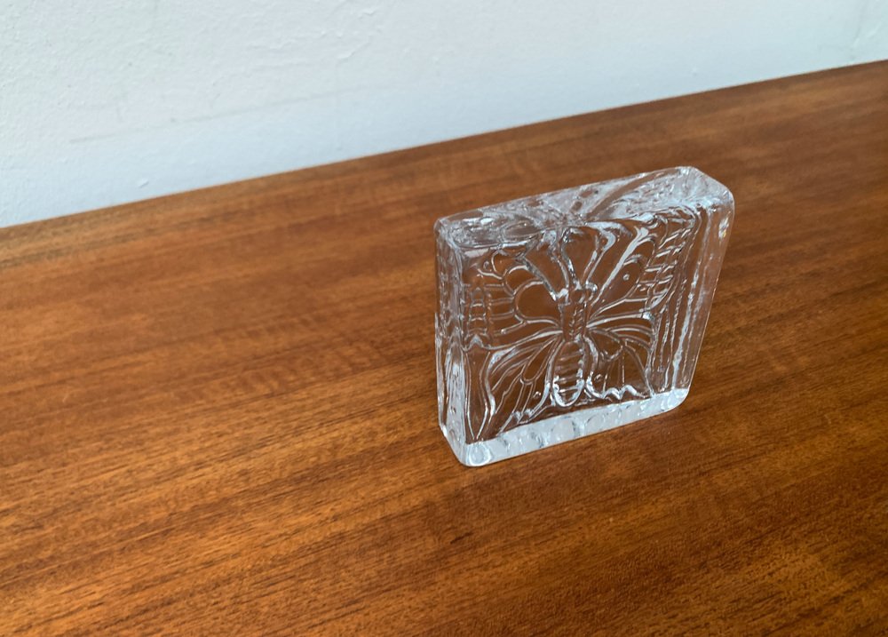 Vintage Scandinavian Butterfly Glass Deco Block, 1970s for sale at Pamono