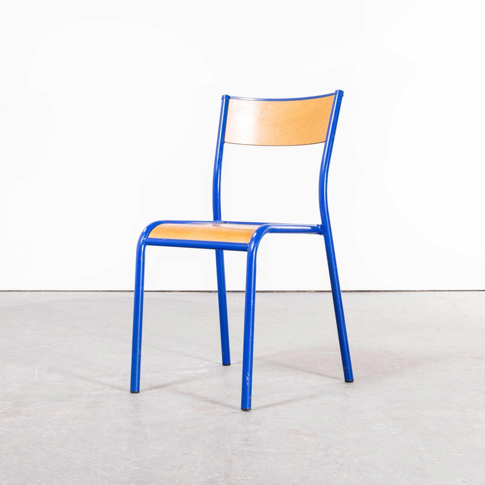 Bright Blue Mullca Stacking Dining Chair with Beech Seat, 1970s for ...