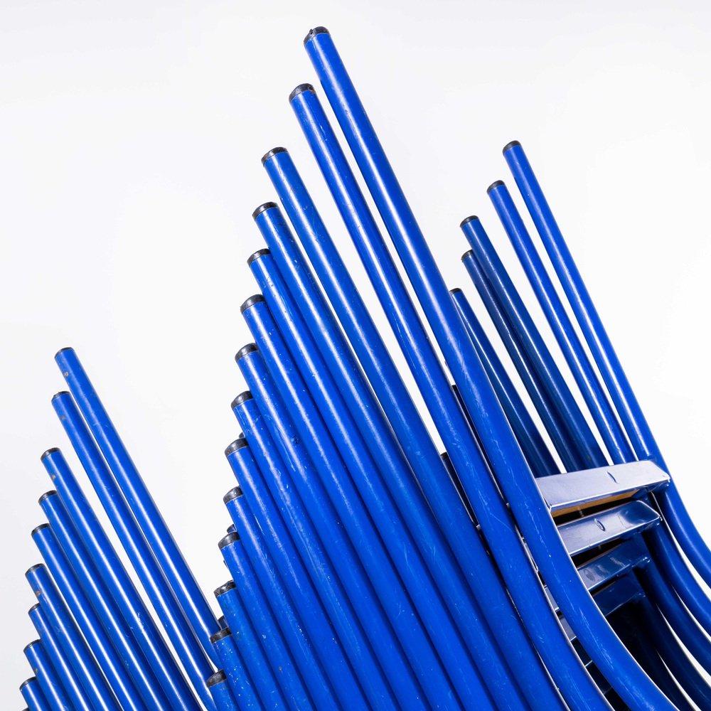 Bright Blue Mullca Stacking Dining Chair with Beech Seat, 1970s for ...