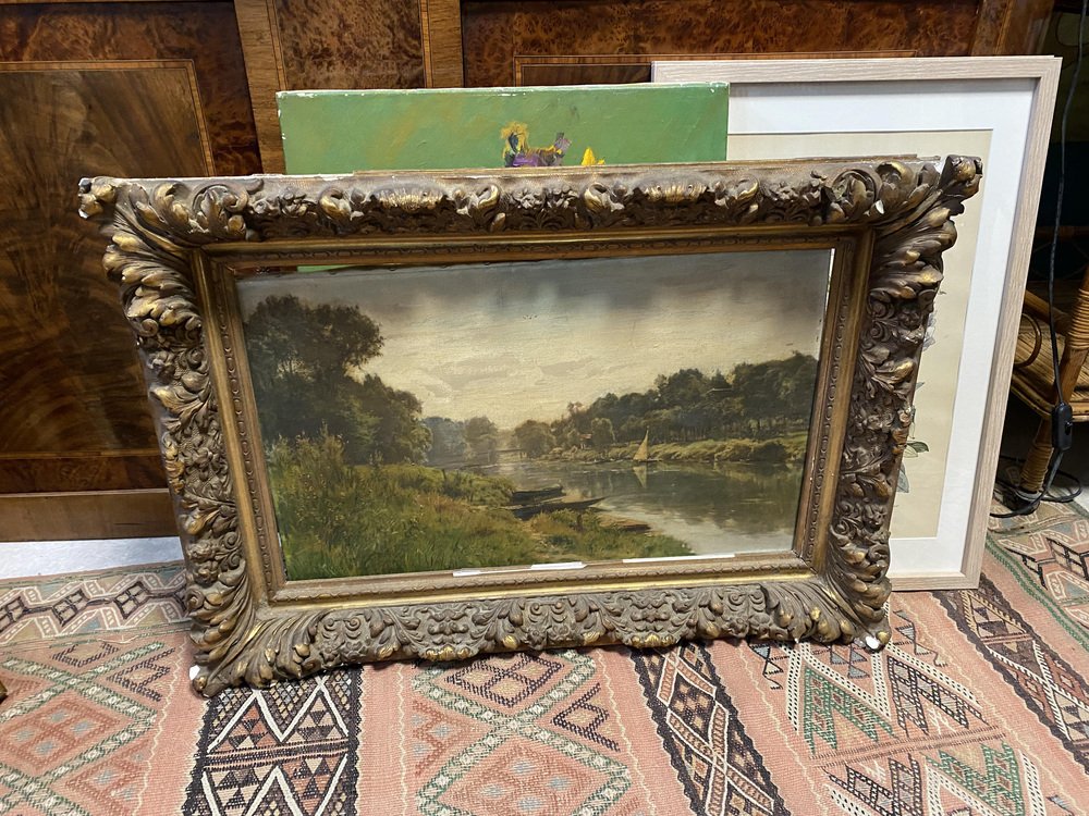 Gabriel Mathieu, Landscape, Oil, Framed for sale at Pamono
