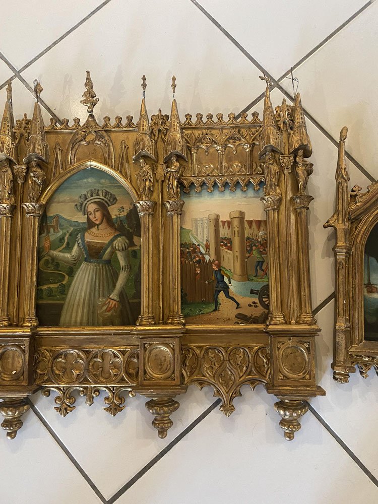 Neo-Gothic Joan of Arc Triptych for sale at Pamono
