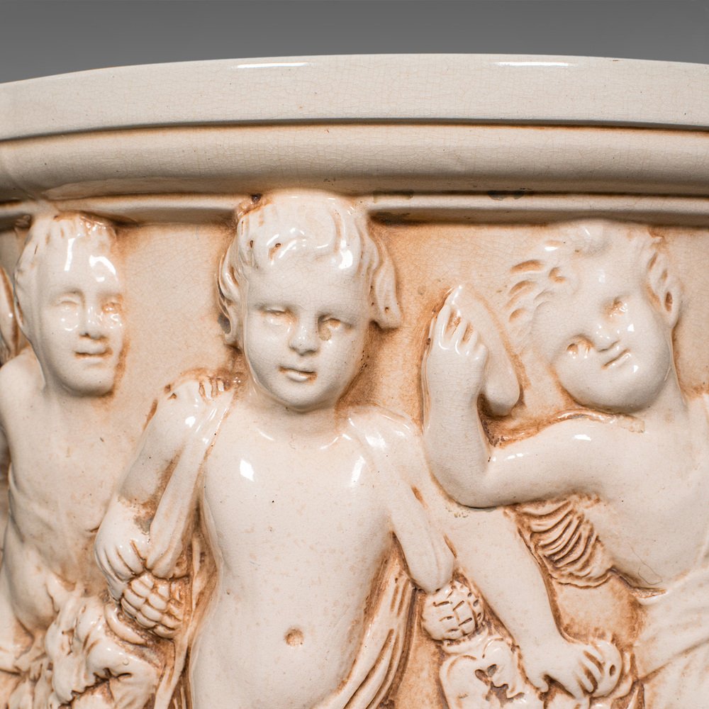 Antique English Ceramic Cherub Jardiniere, 1910s for sale at Pamono