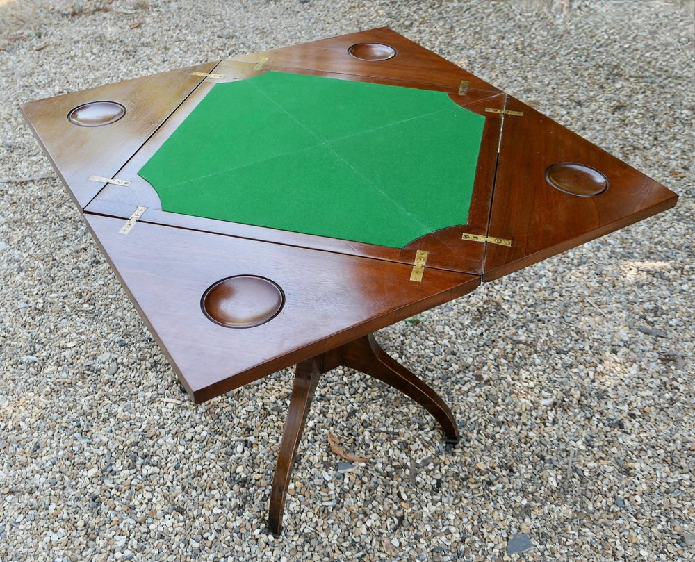 Antique Victorian Envelope Card Table with Gaming Wells, 1880 for sale ...