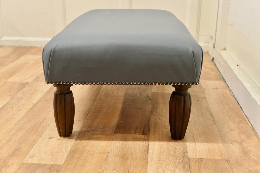 French Long Foot Stool in Leather, 1920 for sale at Pamono