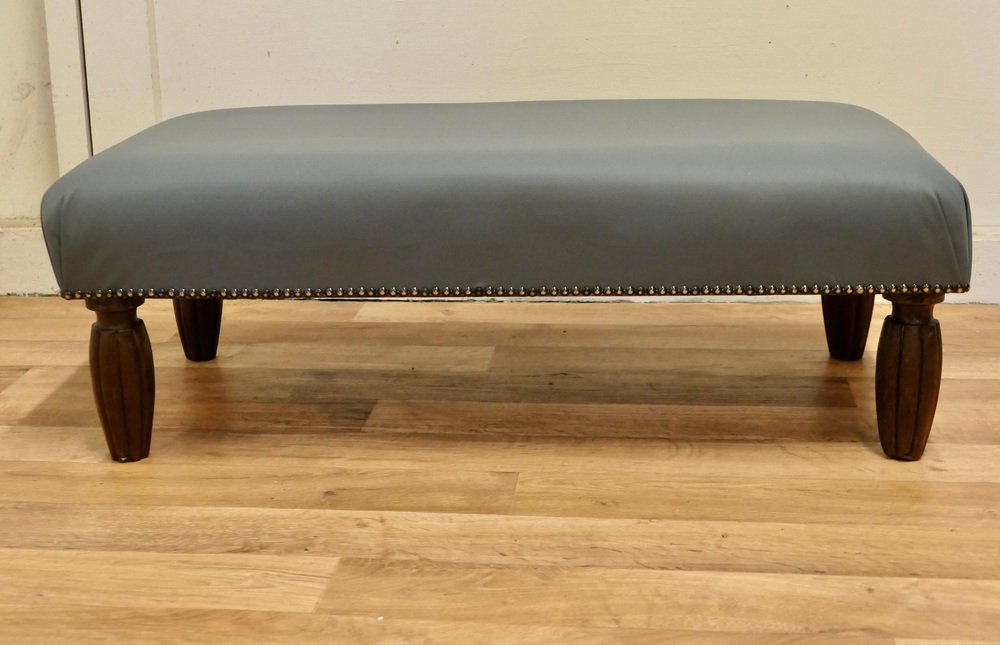 French Long Foot Stool in Leather, 1920 for sale at Pamono