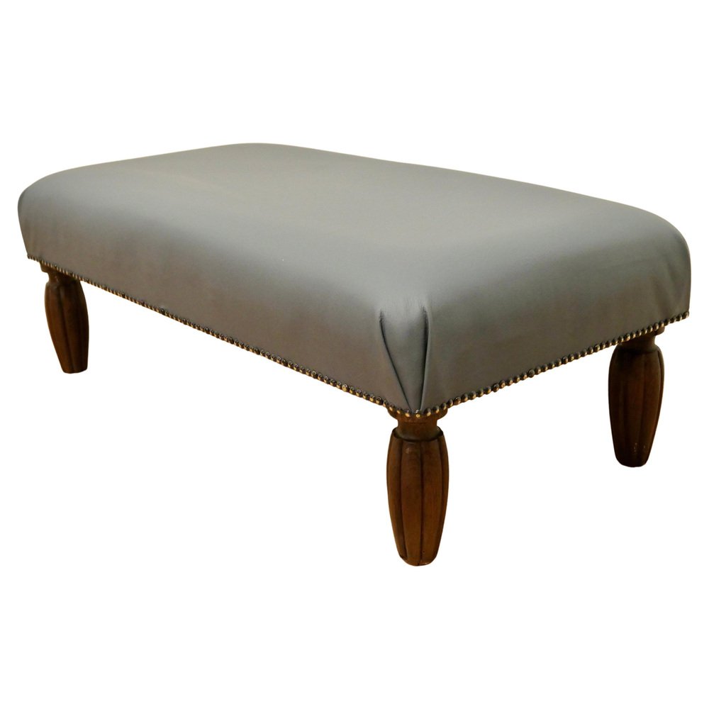 French Long Foot Stool in Leather, 1920 for sale at Pamono
