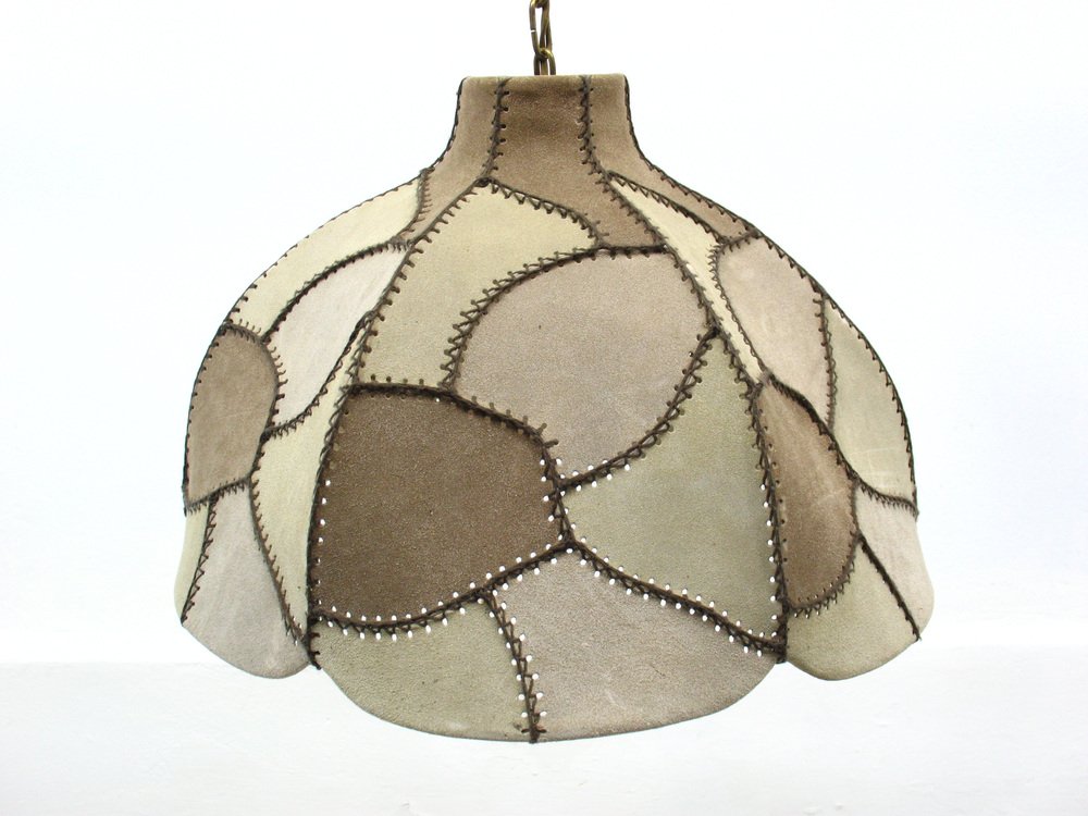 Ceiling Lamp in Suede Patchwork, 1970s for sale at Pamono