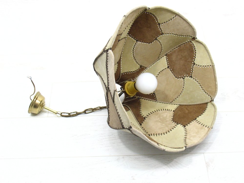 Ceiling Lamp in Suede Patchwork, 1970s for sale at Pamono