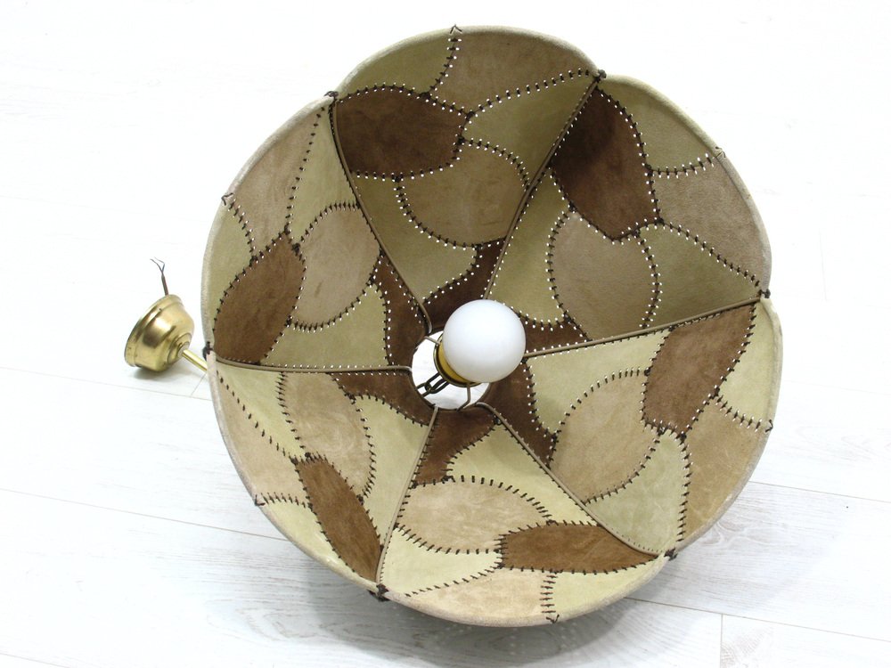 Ceiling Lamp in Suede Patchwork, 1970s for sale at Pamono