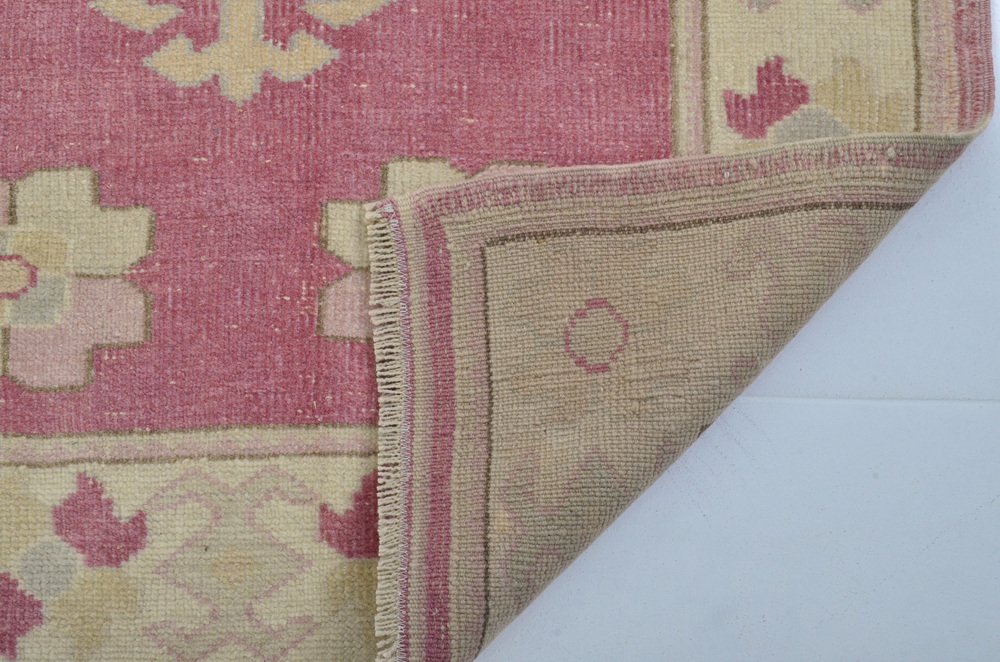 Long Turkish Handmade Pastel Pink Hallway Runner Rug for sale at Pamono