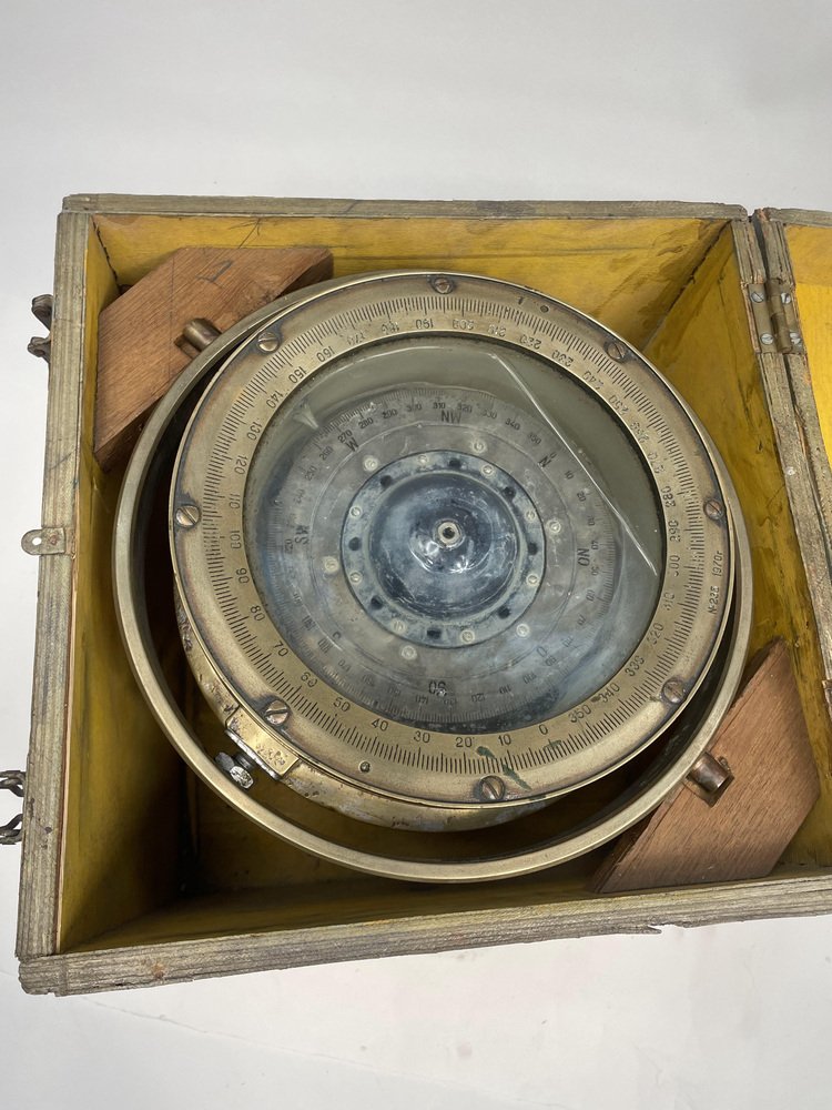 Large Boat Compass in Brass, 1984 for sale at Pamono