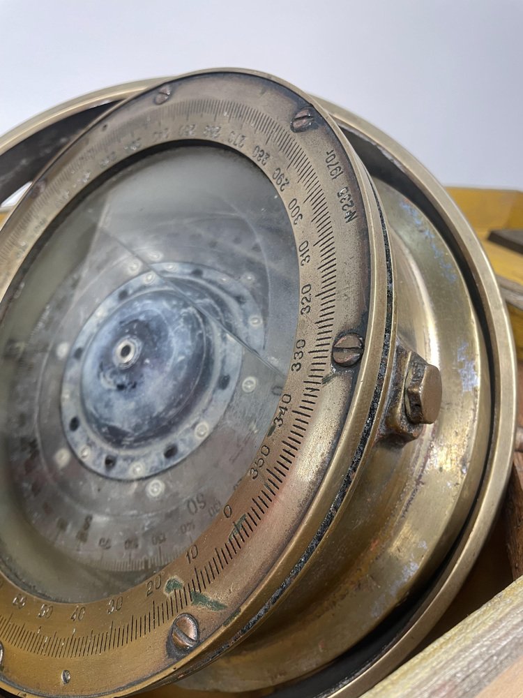 Large Boat Compass in Brass, 1984 for sale at Pamono