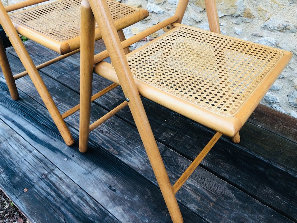 Set of Vintage Cane & Rattan Habitat Folding Chairs, 1980s for sale at ...