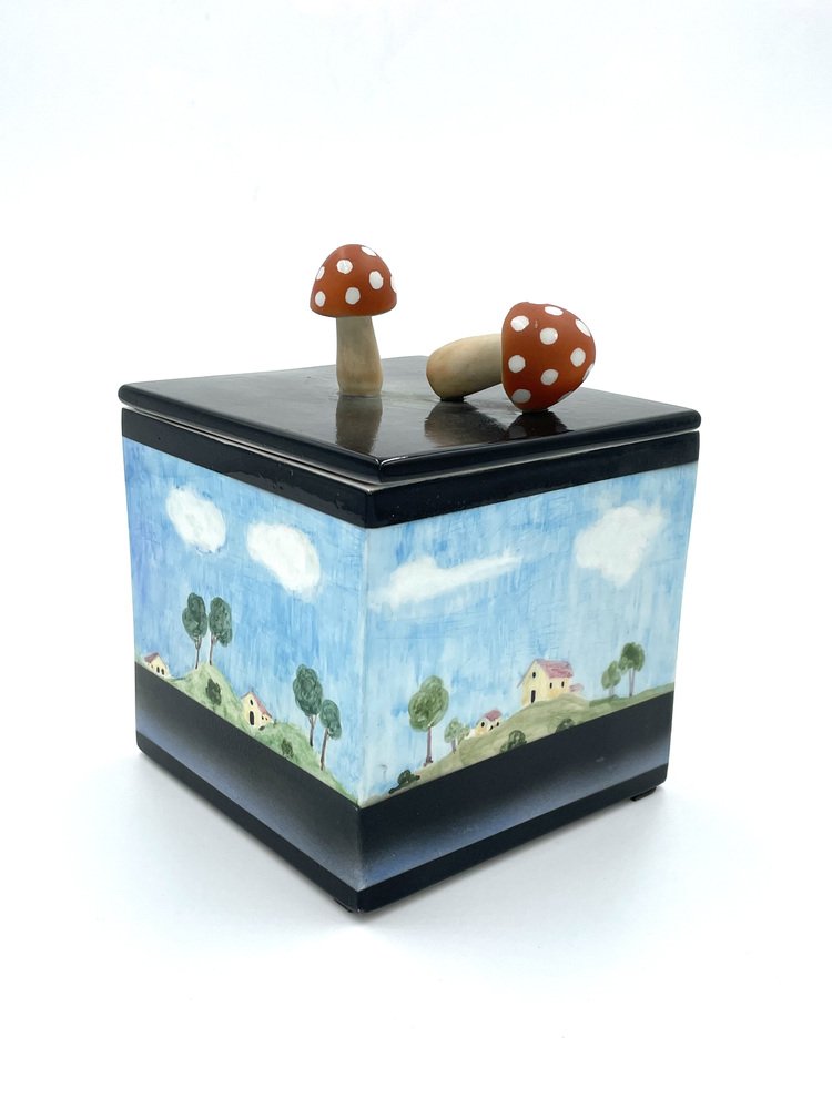 Painted Ceramic Box from Lenci, Turin, Late 1950s for sale at Pamono