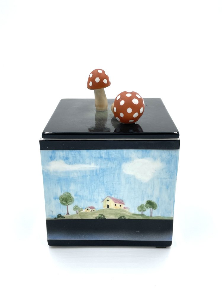 Painted Ceramic Box from Lenci, Turin, Late 1950s for sale at Pamono