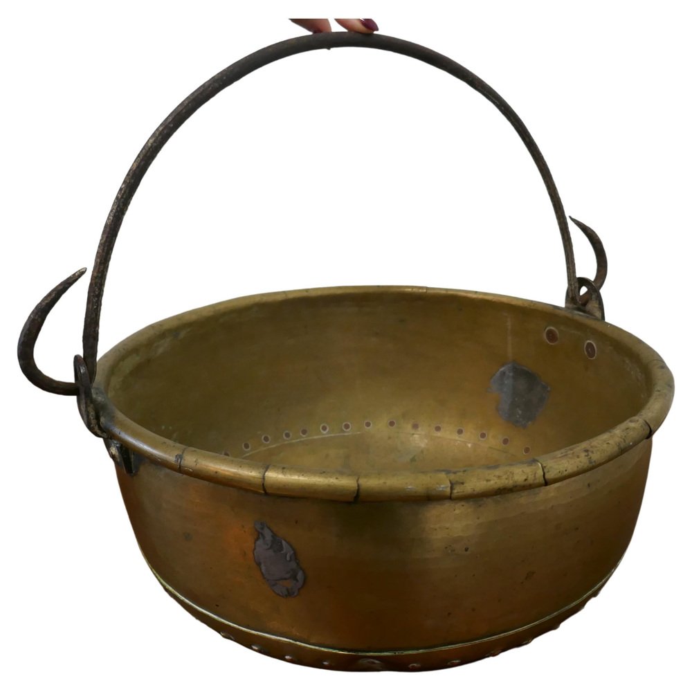 Large 19th Century Swing Handled Brass Pan, 1850s for sale at Pamono