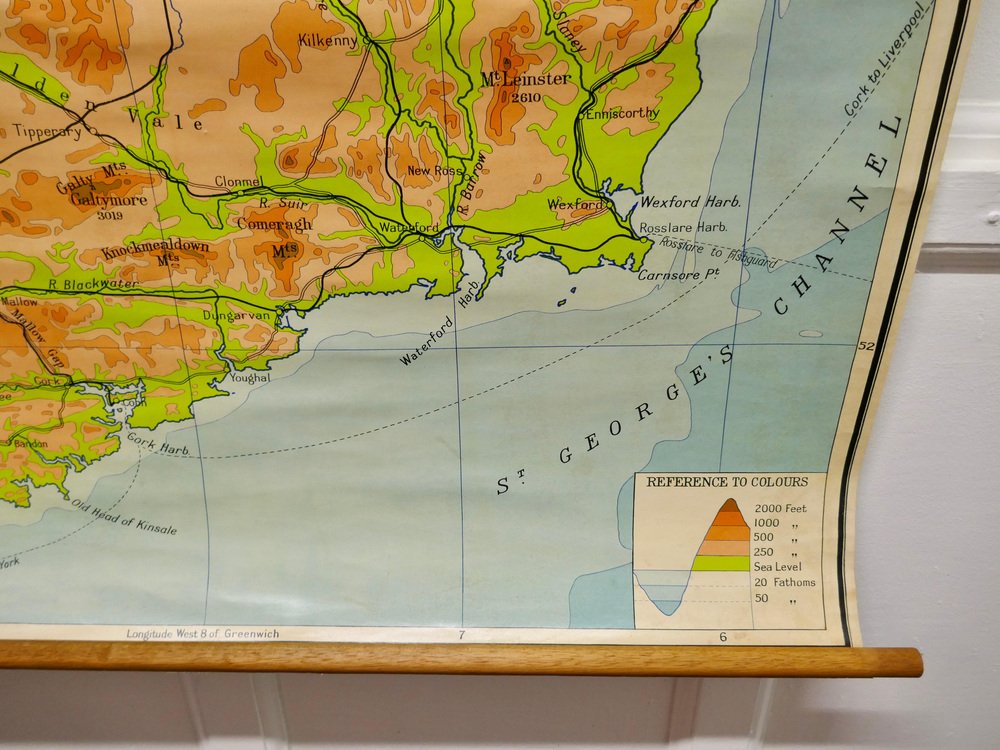 Mappa fisica dell'Irlanda di Bacon, anni '20 in vendita su Pamono