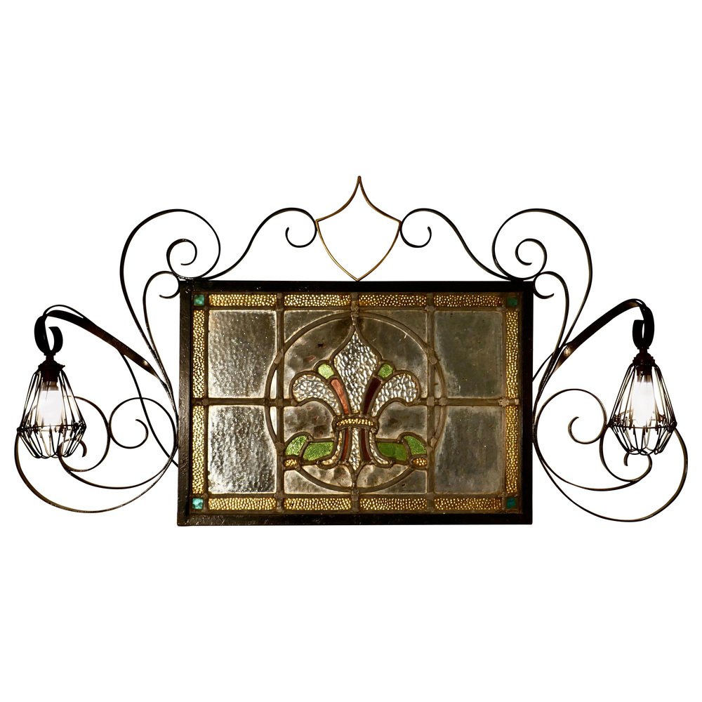 Arts & Crafts Gothic Stained Glass Mirror Lights, 1900, Set of 2 for ...