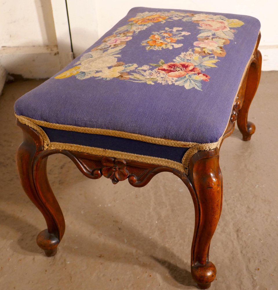 Victorian Petit Point Tapestry Upholstered Stool, 1870s for sale at Pamono